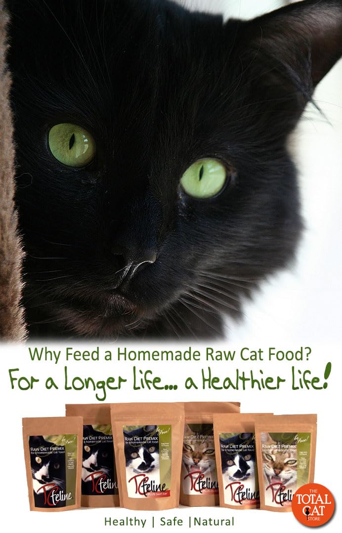 TCfeline RAW Cat Food Premix/Supplement to Make a Homemade, All Natural, Grain Free, Holistic Diet – Original Version with No Liver Egg Free Formula (Regular 14 oz)