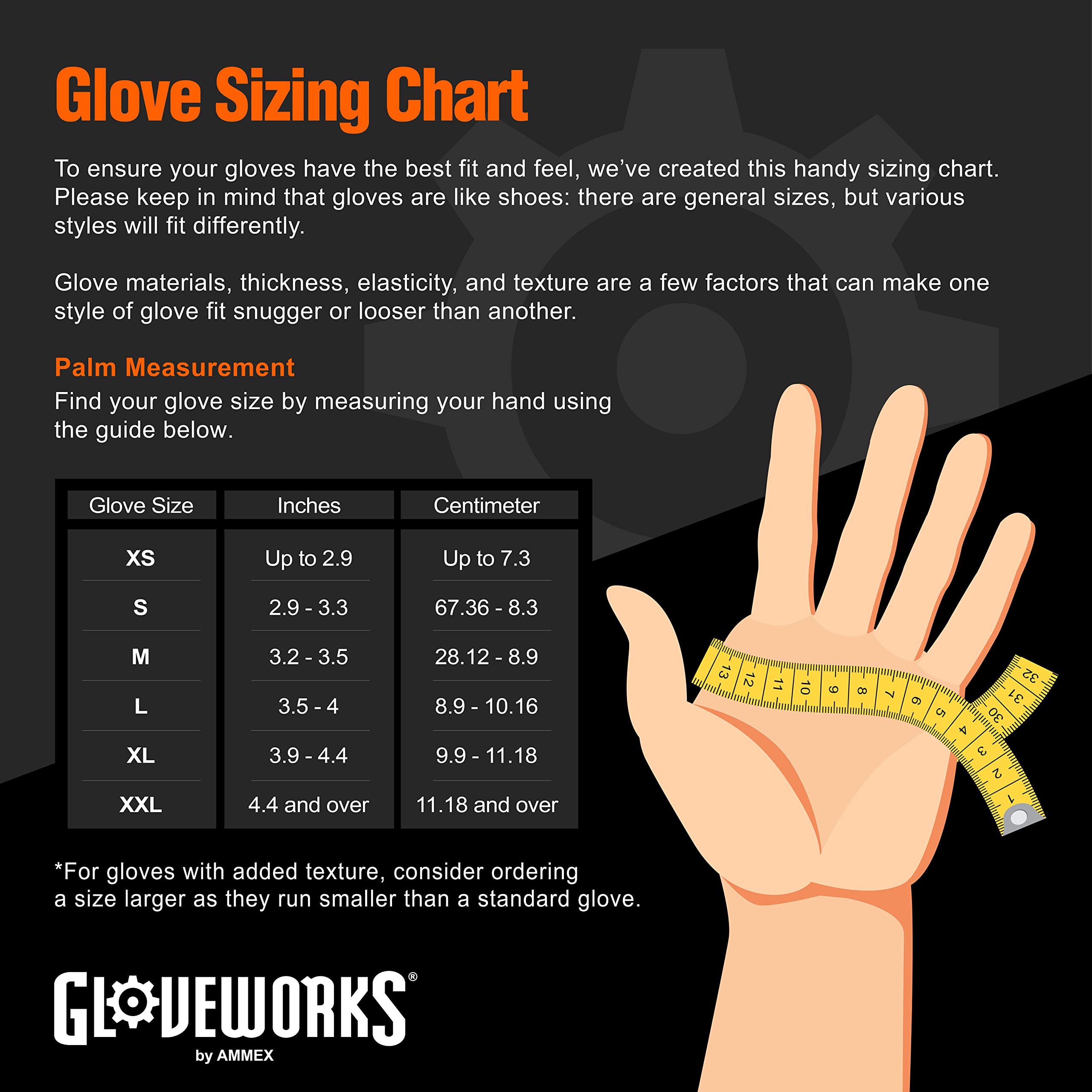 GLOVEWORKS HD Orange Nitrile Industrial Disposable Gloves, 8 Mil, Latex-Free, Raised Diamond Texture, Large, 2 Boxes of 100