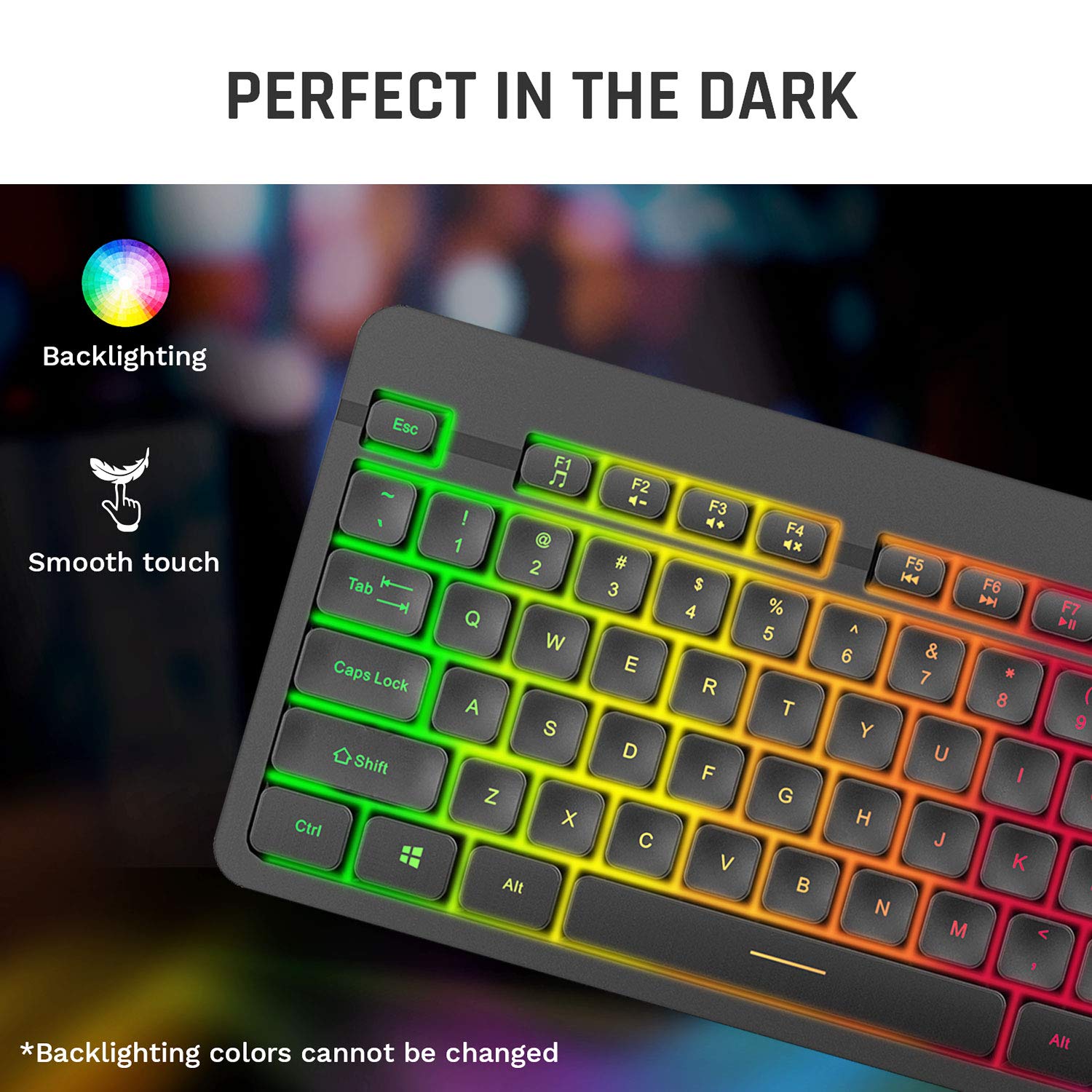 KLIM Tandem - Wireless Gaming Keyboard and Mouse Combo + Slim, Durable, Ergonomic + Illuminated + Long-Lasting Built-in Battery (Renewed), Black