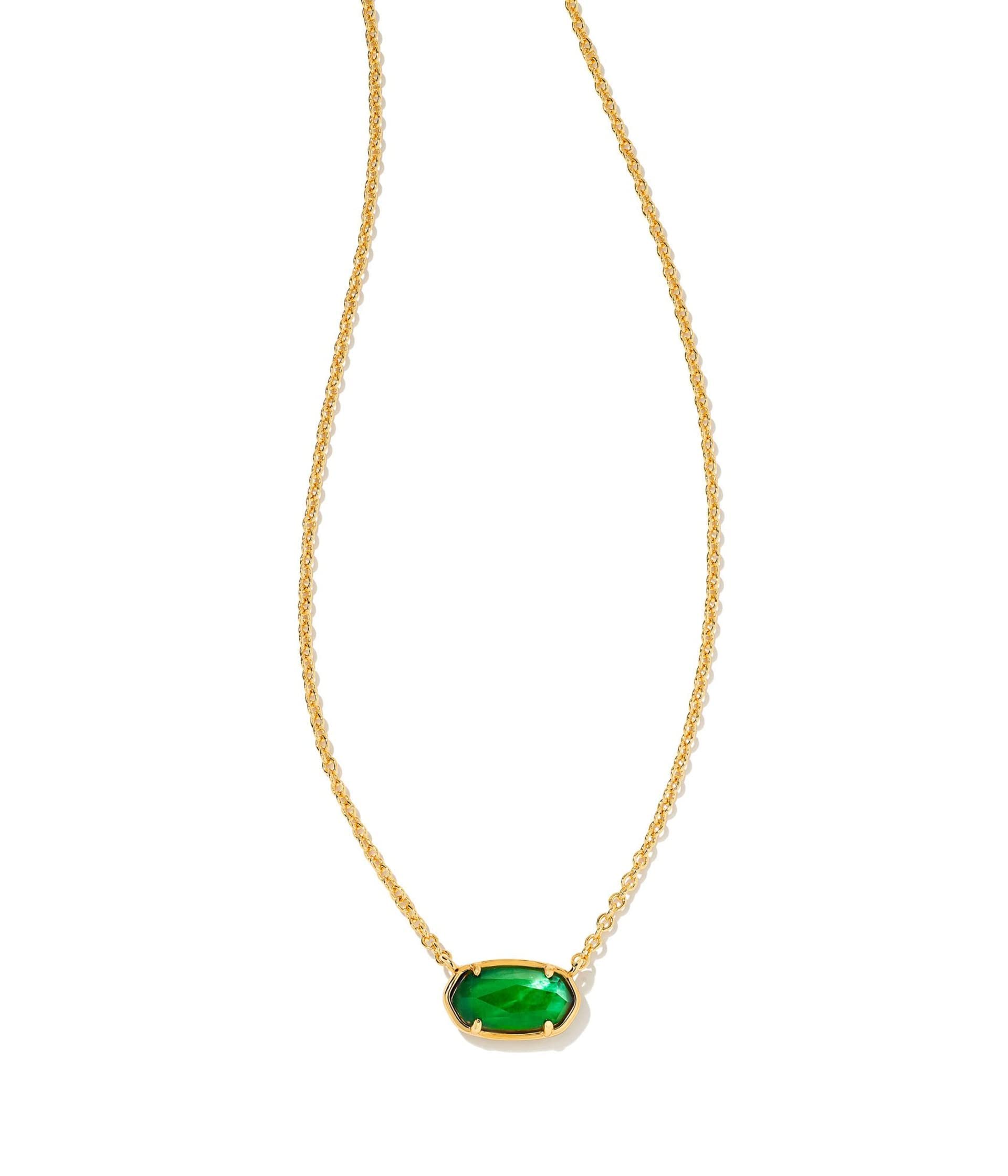 Kendra Scott Grayson Stone Pendant Necklace Gold Emerald Illusion One Size
