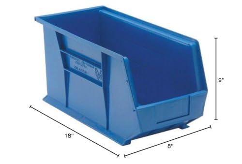 Quantum QUS265 Plastic Storage Stacking Ultra Bin, 18-Inch by 8-Inch by 9-Inch, Blue, Case of 6