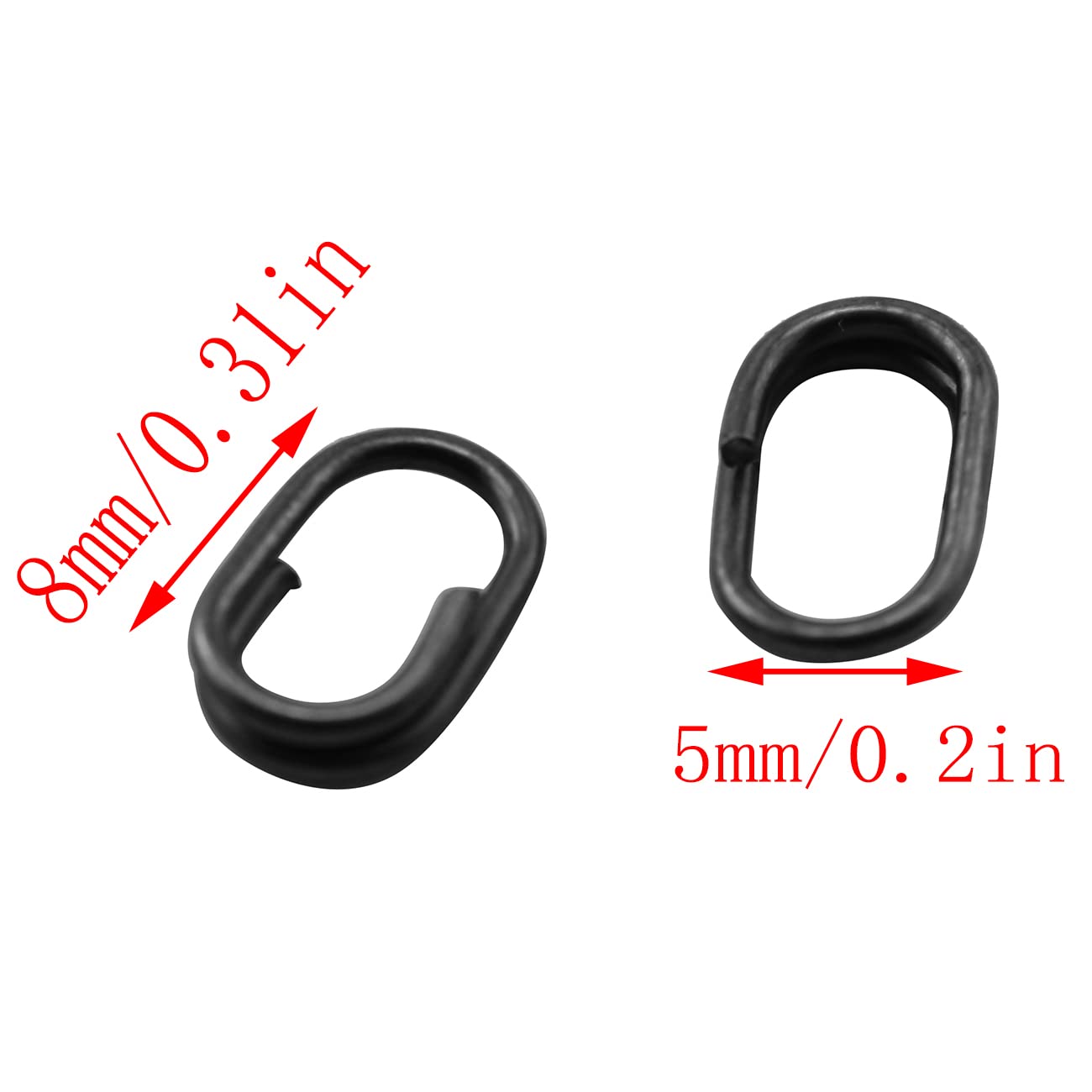 FMHXG 50pcs Oval Split Rings Swivel Fishing Tackle Connector Stainless Steel Double Loop Artificial Lure Connector 5mmx8mm