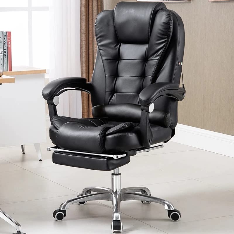 Office Chair Multifunction Office Computer Chair Swivel Reclining Boss Chair Household Study Room (Color : Black, Size : One Size)