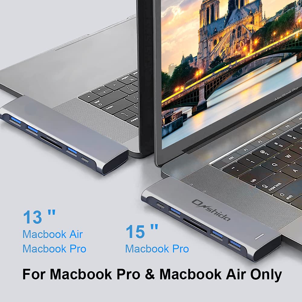 USB C HUB 6 in 2 Type C Docking Station with Thunderbolt 3 Port, 3 USB 3.0, SD TF Card Reader, Onshida USB C Adapter Compatible with MacBook Pro Air 2020/2019/2018/2017/2016(6 in 2)
