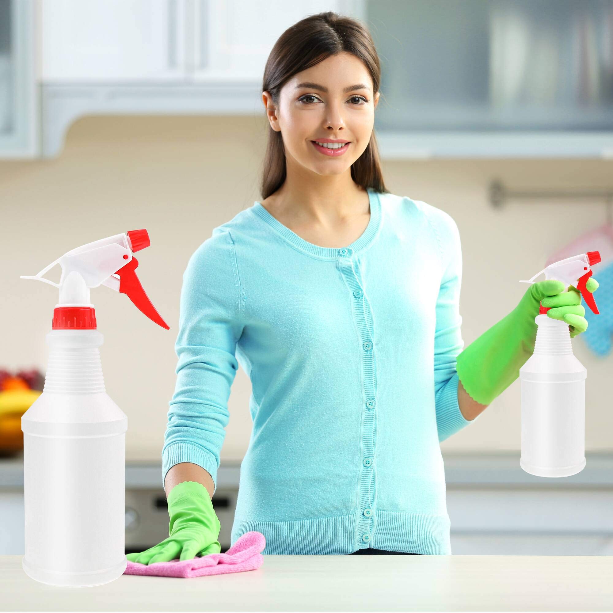 Empty Plastic Spray Bottles 16oz/500ml 2 Pack Professional Heavy Duty Reusable Water Spray Bottle with Adjustable Trigger Sprayer from Fine Mist to Stream for Hair Cleaning Solutions Gardening Plant