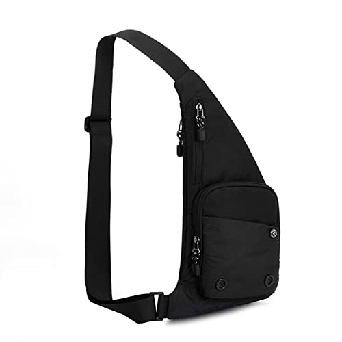 Sling Bag Fashion Crossbody Personal Pocket Bag Sport Chest Backpack Anti-Thief Slim Shoulder Bag Casual Daypack for Men Women Travel Outdoor. (Black)