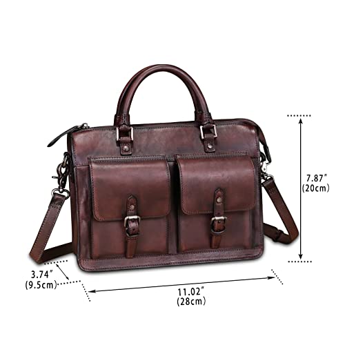 Genuine Leather Satchel Purse for Women Vintage Handmade Top Handle Handbag Retro Messenger Crossbody Bag (Brown)