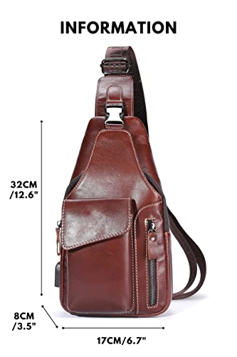 Sling Bag Small Purse Leather for Women Men Crossbody Bag Chest Bags Shoulder Backpack Cross Body Water Resistant
