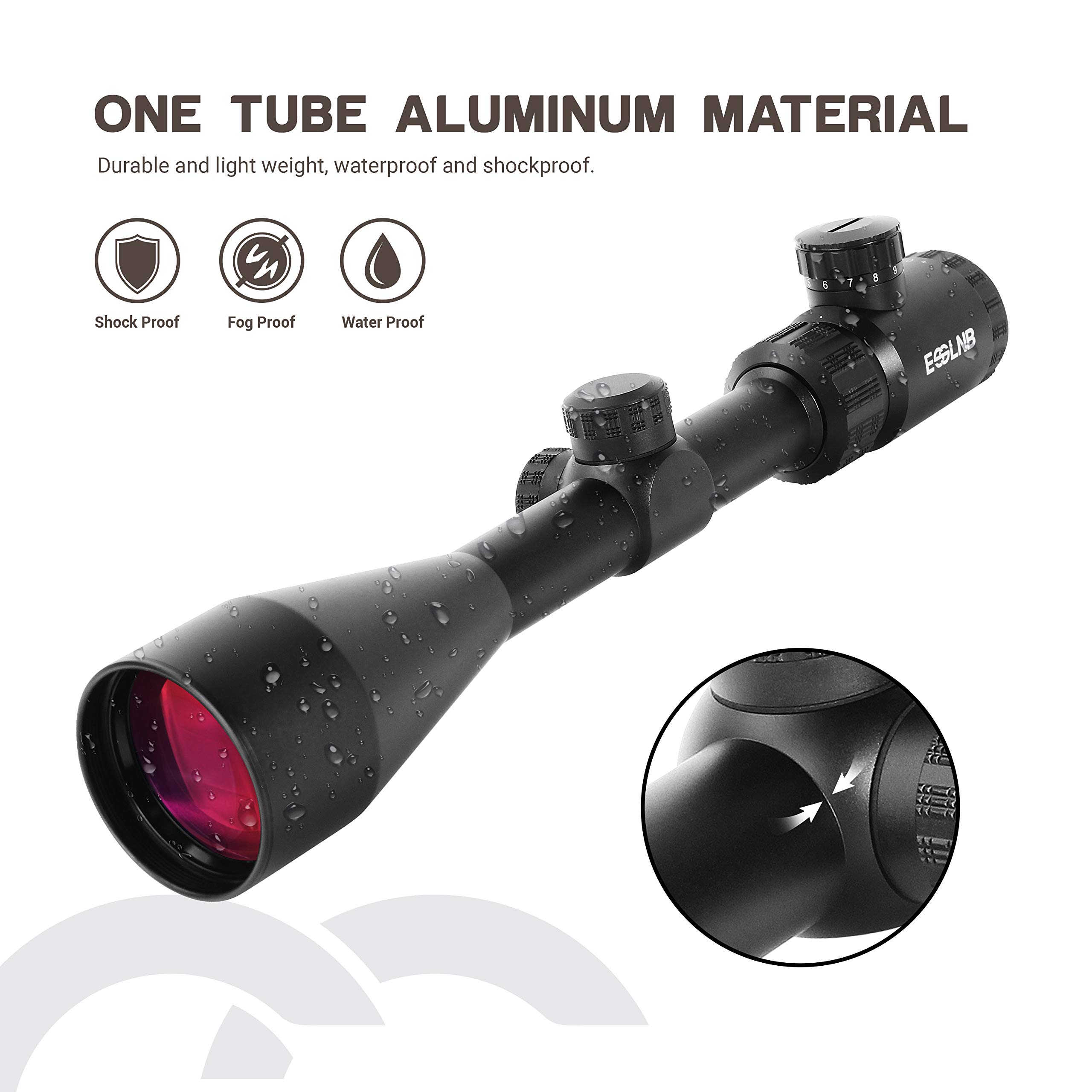 ESSLNB 3-9x50mm Airsoft Scope with Red Dot Illuminated Crosshair Reticle Riflescopes for Hunting&Shooting with Locking/Hold Zero Turrets and 2 Free Mount Rings