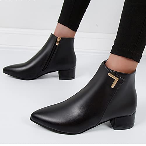 FASDNENDYS Boots for Women Western Style Chunky Shoes Heels Thermal Boots Zipper High Breathable Retro Size 9 Boots Women Black