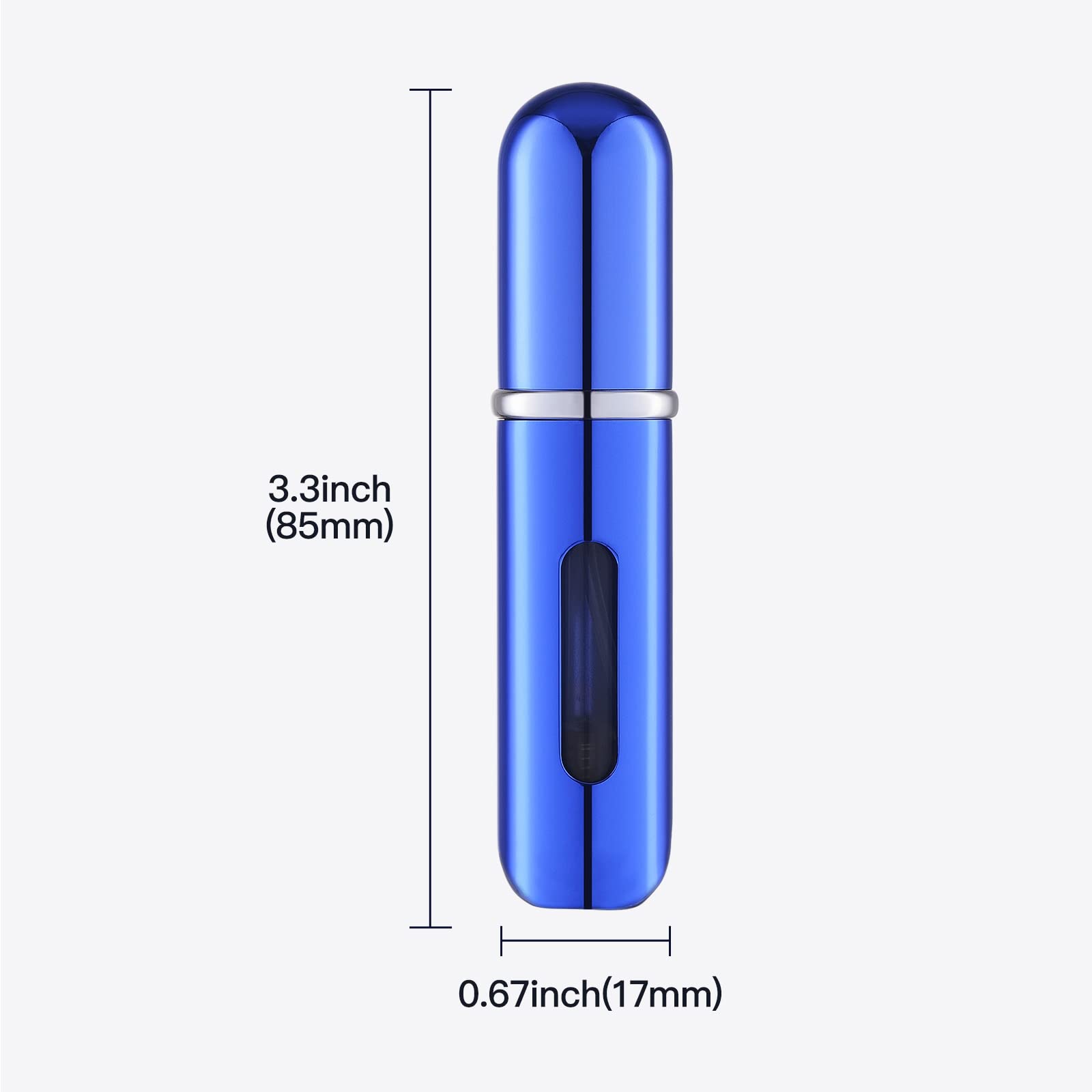Lusiyi Refillable Perfume Bottle (5ML, 2PCS), Travel Cologne Atomizer, Portable Pocket Perfume Spray (0.2oz, Blue, Silver)