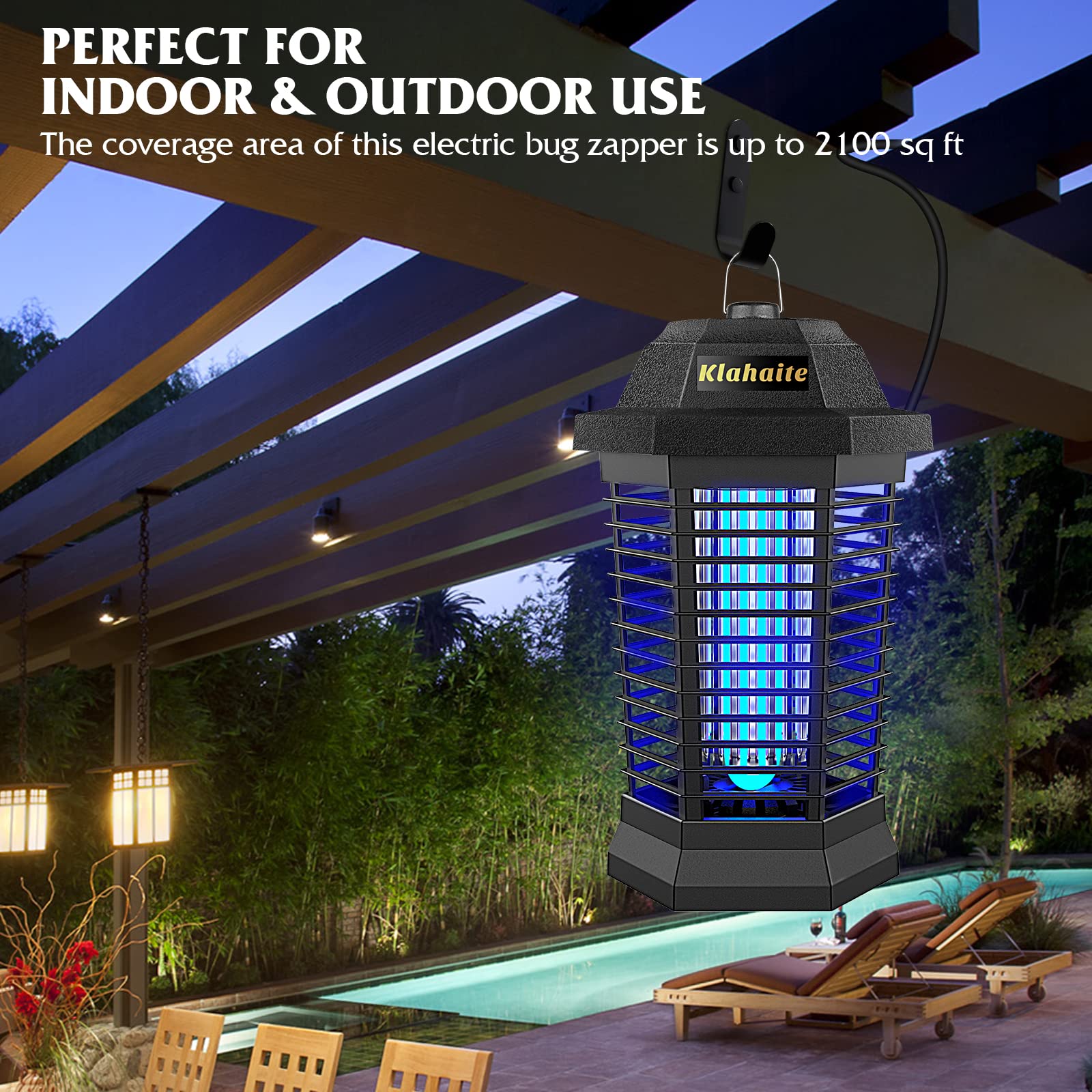 Klahaite Bug Zapper Outdoor, Mosquito Zapper Indoor, Insect Fly Trap for Home Garden