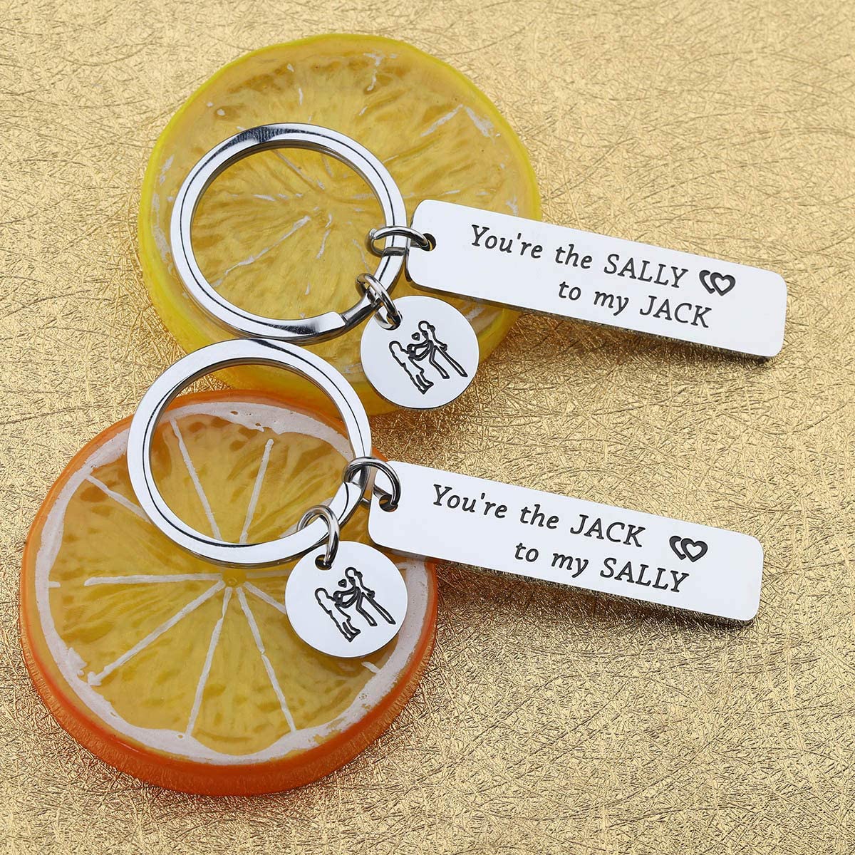 FOTAP Jack and Sally Inspired Gift Skull Jack and Sally Gift Jack Skellington & Sally Jewelry Couples Matching Gift (Jack and Sally 2key)