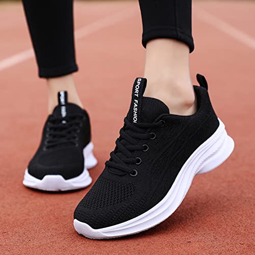 FASDNENDYS Casual Comfortable Ladies Up Lace SoleMesh Breathable Soft Fashion Shoes Women's Smooth Bottom Shoes Black