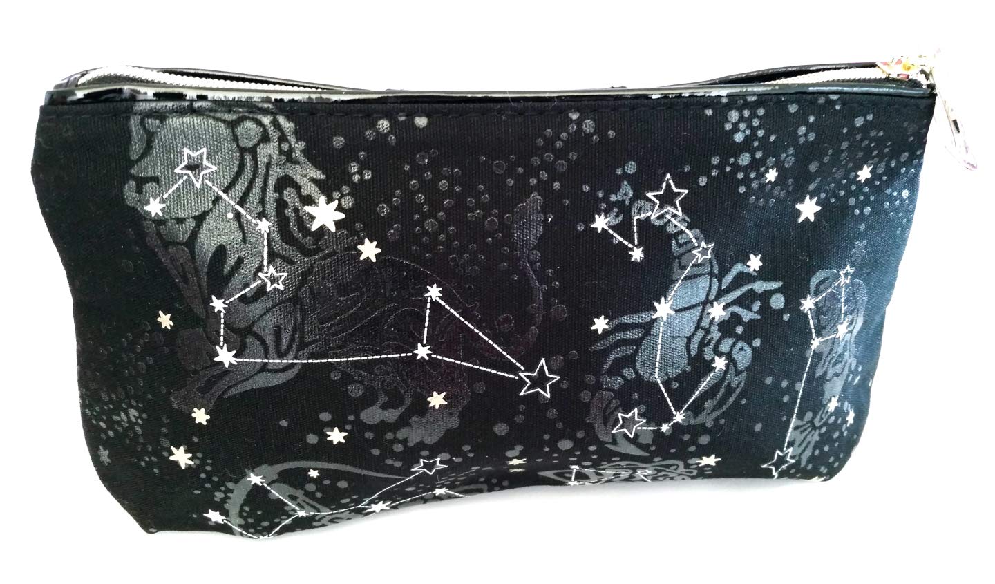 Estee Lauder Cosmetics Makeup Travel Bag (Zodiac/Horoscope Collection ≈ Black with White Constellations)