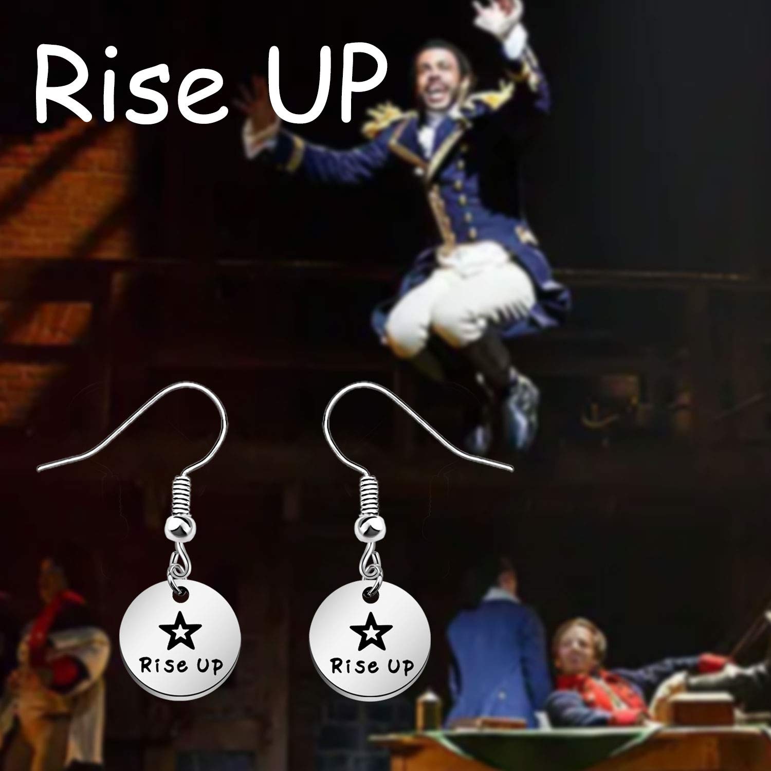 FOTAP Rise Up Earrings Hamilton Musical Jewelry Hamilton Star Earrings Broadway Lover Gift (Rise Up Earing)