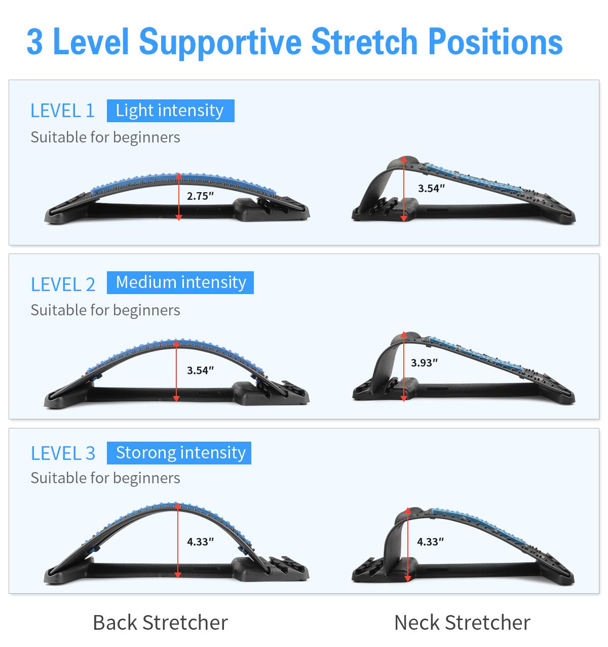GES Back Stretcher Neck Stretcher Set of 2, Lumbar Support for Lower Back Pain Relief & Spine Deck for Cervical Pain Relief - Back Massager Spine Stretcher for Herniated Disc pain relief Sciatica
