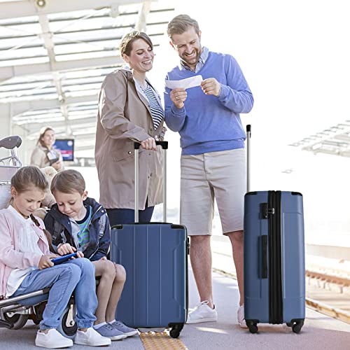 Merax Luggage Sets of 2 Suitcases With Wheels Expandable Lightweight, TSA Lock, Hardside Spinner Carry On Luggage, 20 28 inch Blue