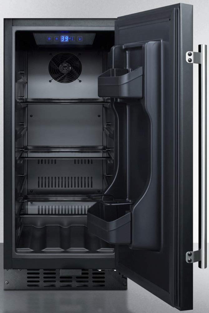 Summit Appliance ALR15B ADA Compliant 15" Wide All-refrigerator for Built-in or Freestanding Use with Digital Controls, LED Light, Right Door Swing, Lock and Black Exterior Finish