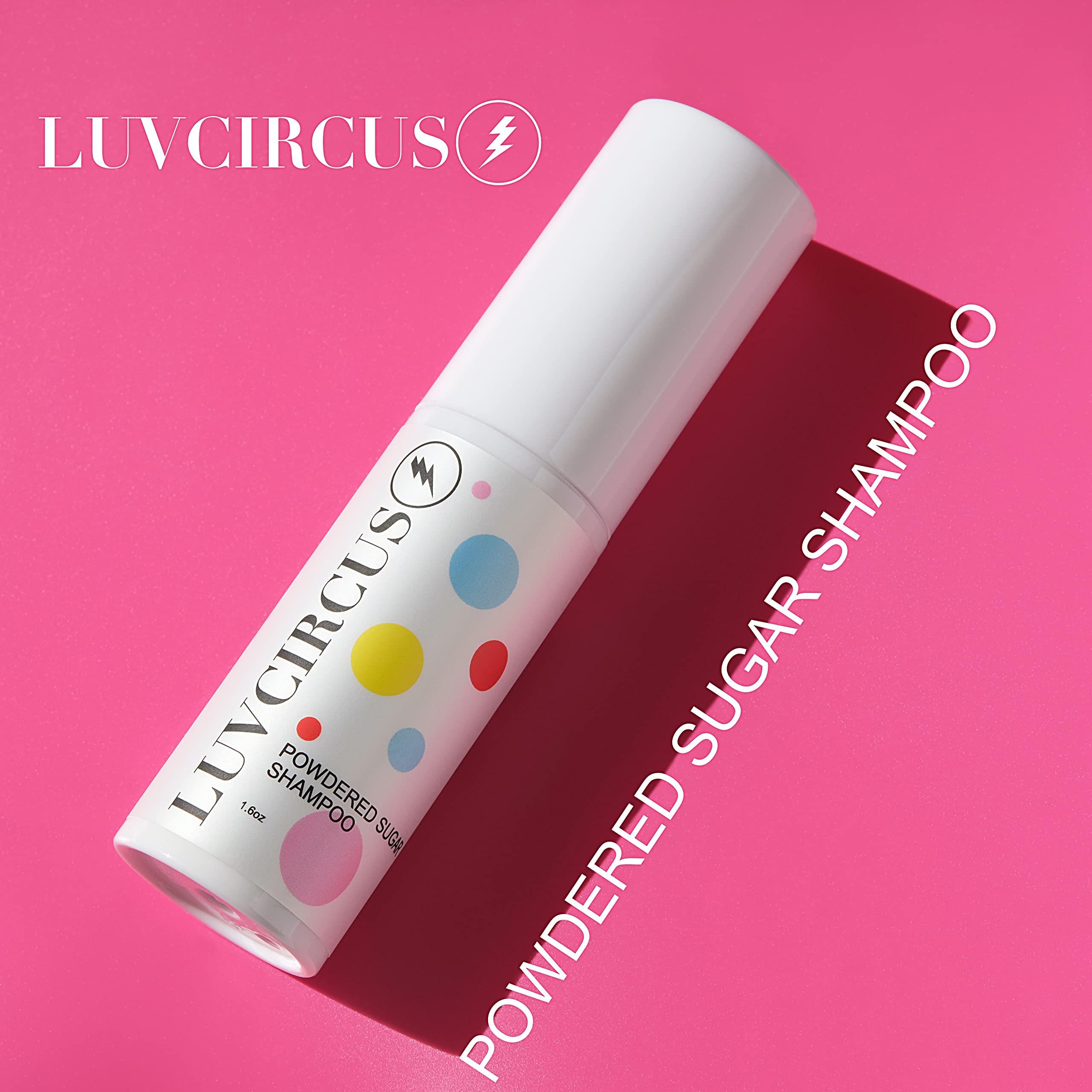 LUVCIRCUS-Powdered Sugar Shampoo- is a clean natural dry shampoo that absorbs excess oil from your hair while adding a touch of texture and volume. Non-aerosol, environmentally-friendly pump dispenser