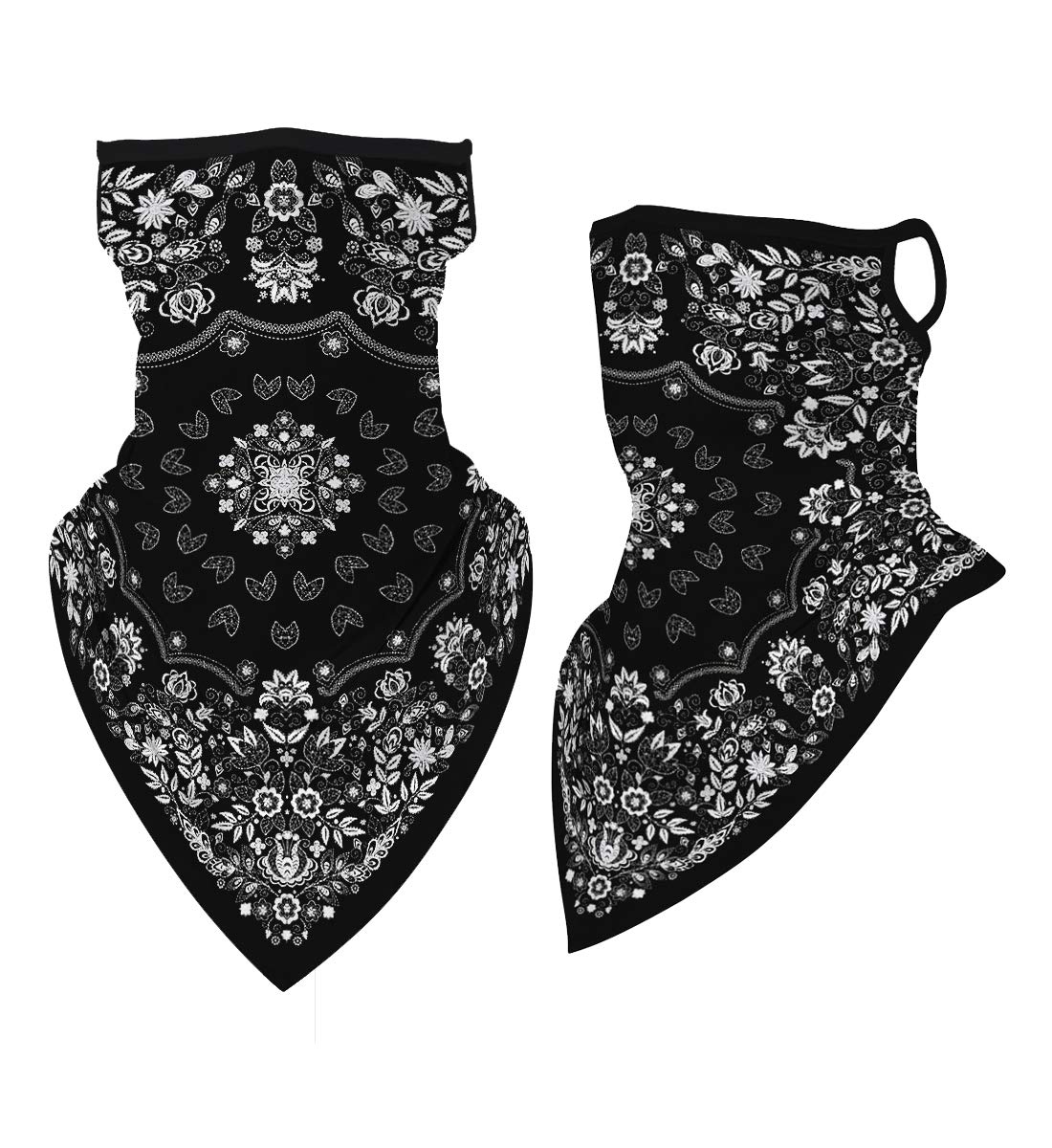 Face Mask Reusable Washable Cloth Bandanas Women Men Neck Gaiter Cover Ear Loops for Dust black
