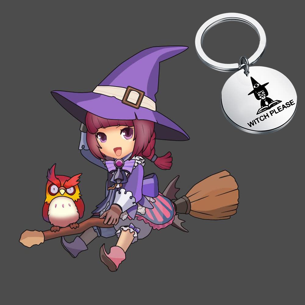 FOTAP Witch Please Keychian Bob's Burger Inspired Gift Tina Witch Gift Tina Quote Gift Tina Witchy Gift Gag gift (Witch Please key)