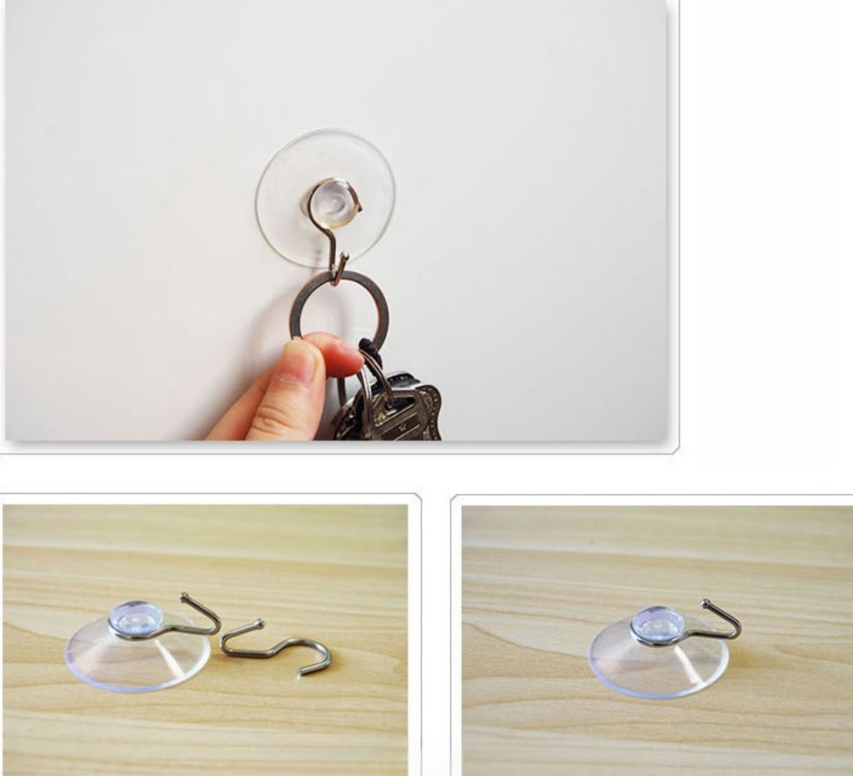 Hufopik Suction Cup Hooks 2 Inches Suction Cups with Hooks Suction Cup Hook for Window Glass Wall (8 Packs)
