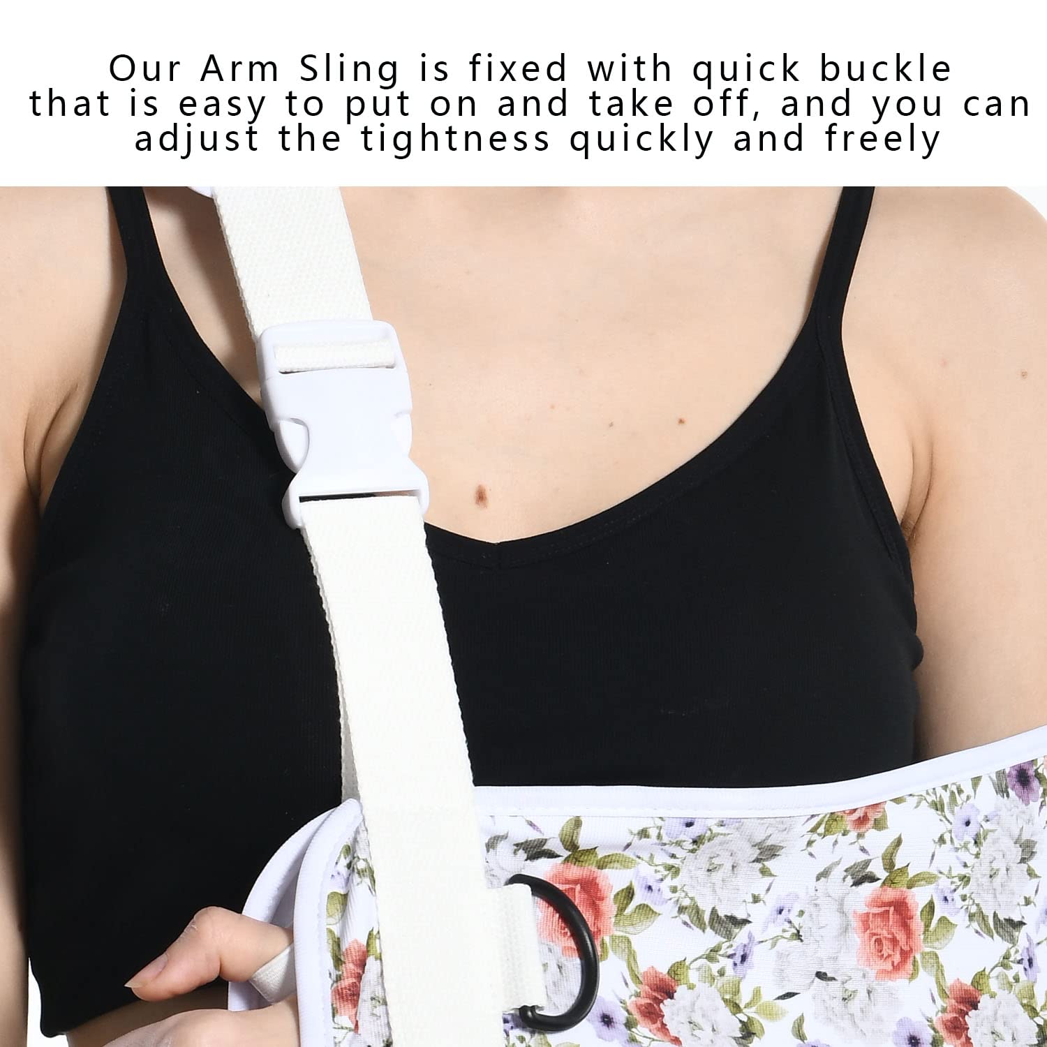 Fotgok Breathable Arm Sling with Waist Belt for Shoulder Women-Shoulder Immobilizer with Strong Support-Breathable Arm Support Brace for Shoulder Injury, Peony