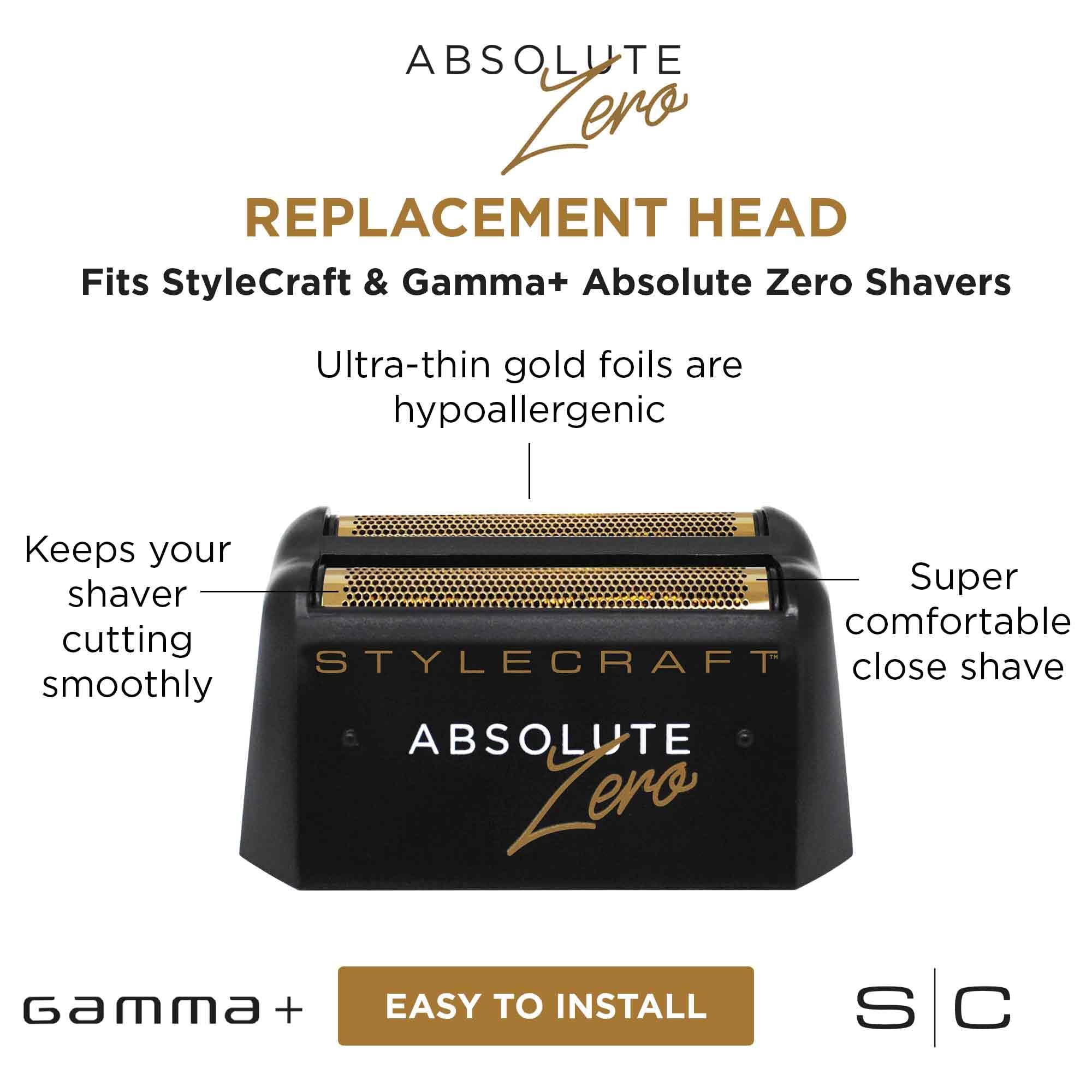 GAMMA+ Replacement Gold Titanium Shaver Foil Head fits the Absolute Zero Model Only