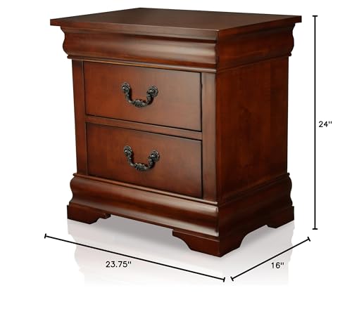 Furniture of America Ashburia Nightstand, Warm Cherry
