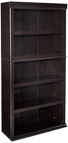 Sauder 5 Shelf Split Bookcase, Jamocha Wood Finish & Shoal Creek Computer Desk, Jamocha Wood Finish