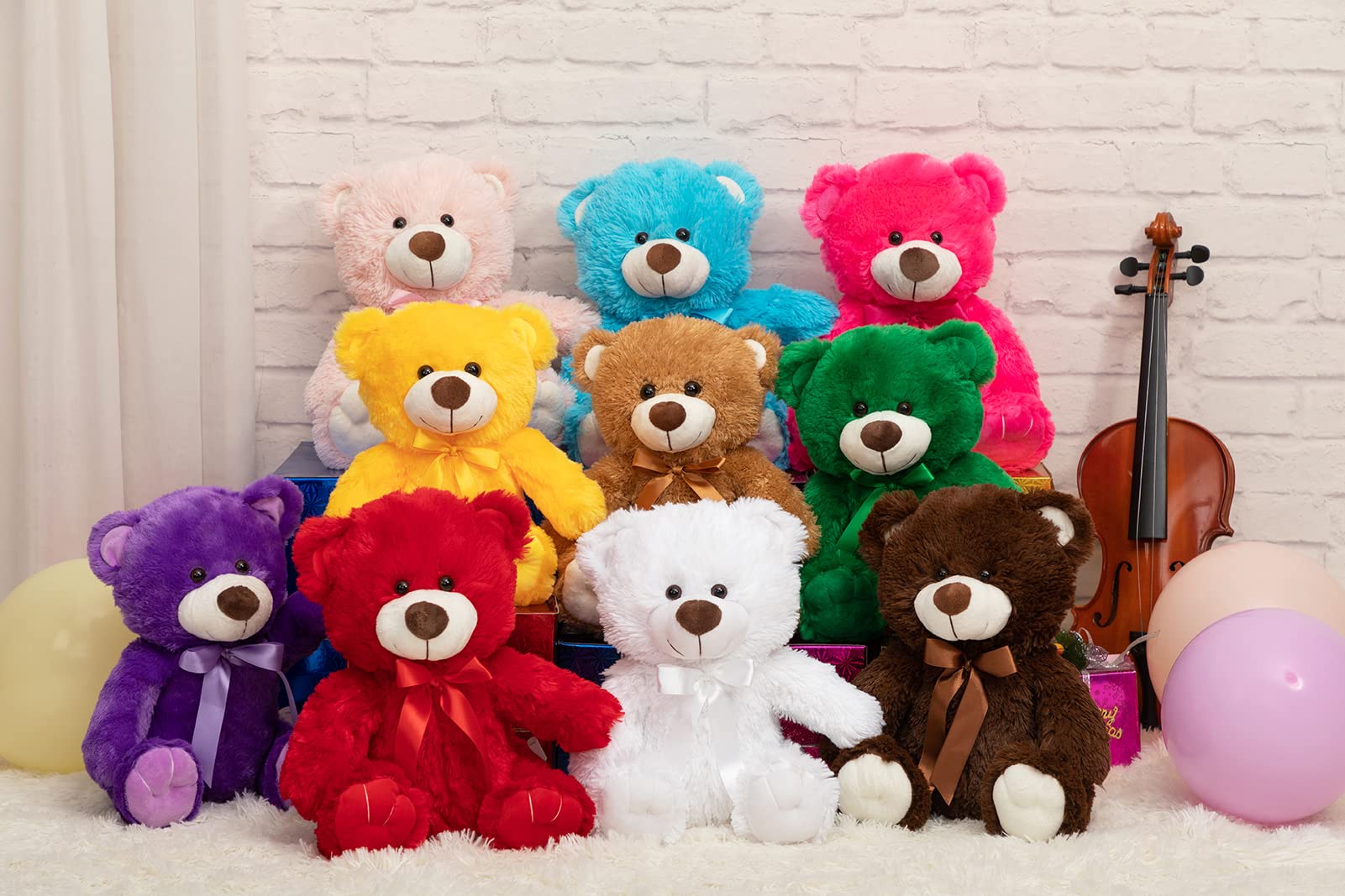 HOHO Super Color Teddy Bear Stuffed Animals Plush Stuffed Bear Congratulations Baby Shower Birthday Pink 14 inch