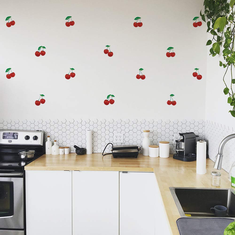 Tempaper Cherry Peel and Stick Wall Decals, red