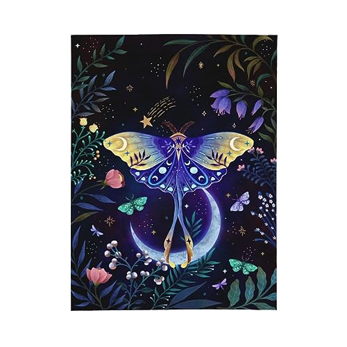Moon-Moth Throw Blanket for Bed Soft Cozy Fluffy Couch Blankets Small Fleece Blanket Throw Gifts for Women Men Girls Boys 80"x60"