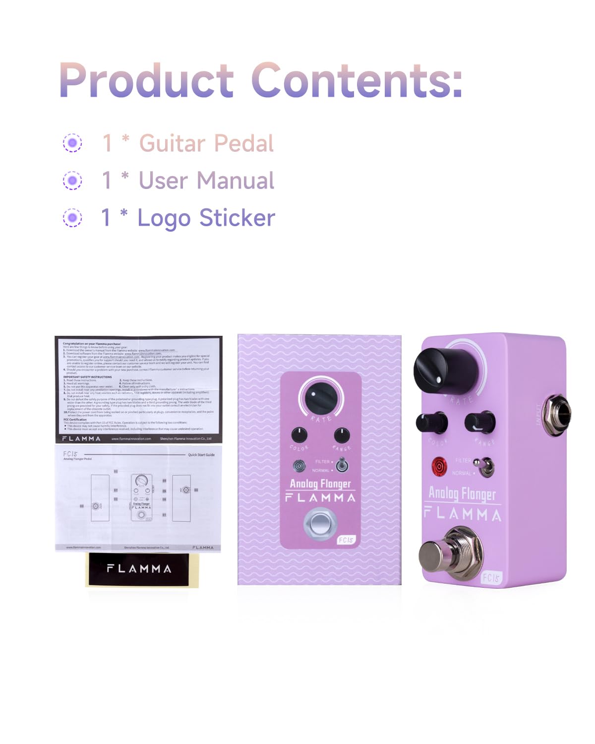 FLAMMA FC15 Analog Flanger Pedal Guitar Effects Pedal True Bypass Mini Portable Durable Metal Shell