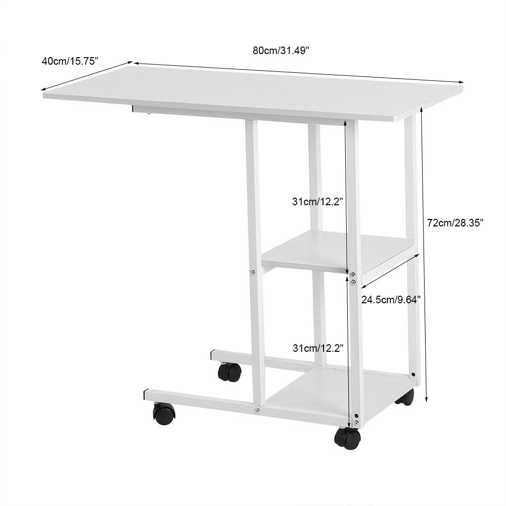 Ejoyous Side Tables Cart, Rolling Wheel Laptop Computer Desk Home Office Portable Mobile Over Bed Table Sofa Couch Side Table with Wheels Household Table, White