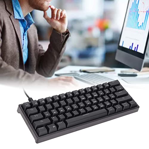 Goshyda Wired Mechanical Gaming Keyboard, 61 Keys RGB Backlight ABS Material Lightweight Portable Plug and Play Blue Switch Keyboard for Home Office