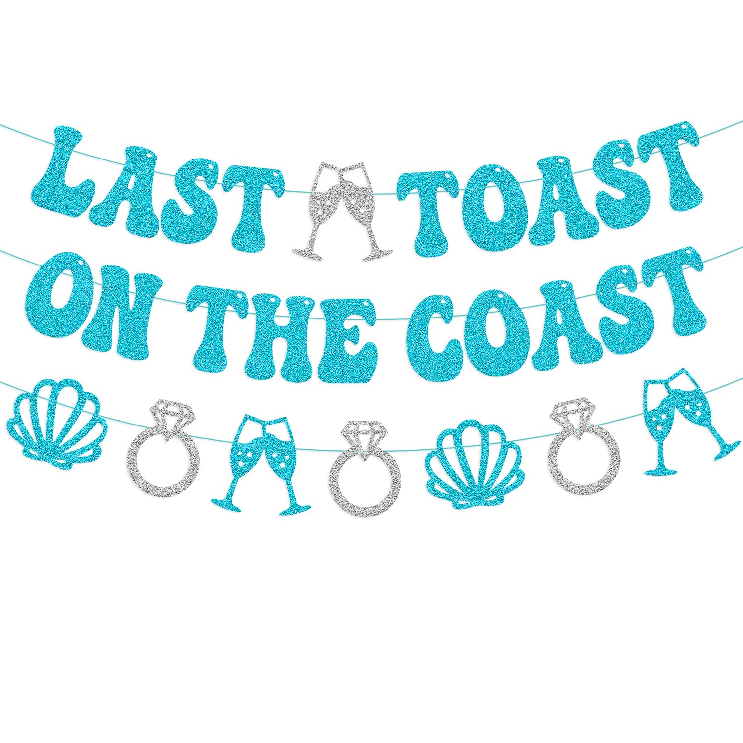 Last Toast on the Coast Banner Beach Bachelorette Party Decorations for Girl Women Nautical Bridesmaid Coastal Bride To Be Blue Bridal Shower Party Supplies