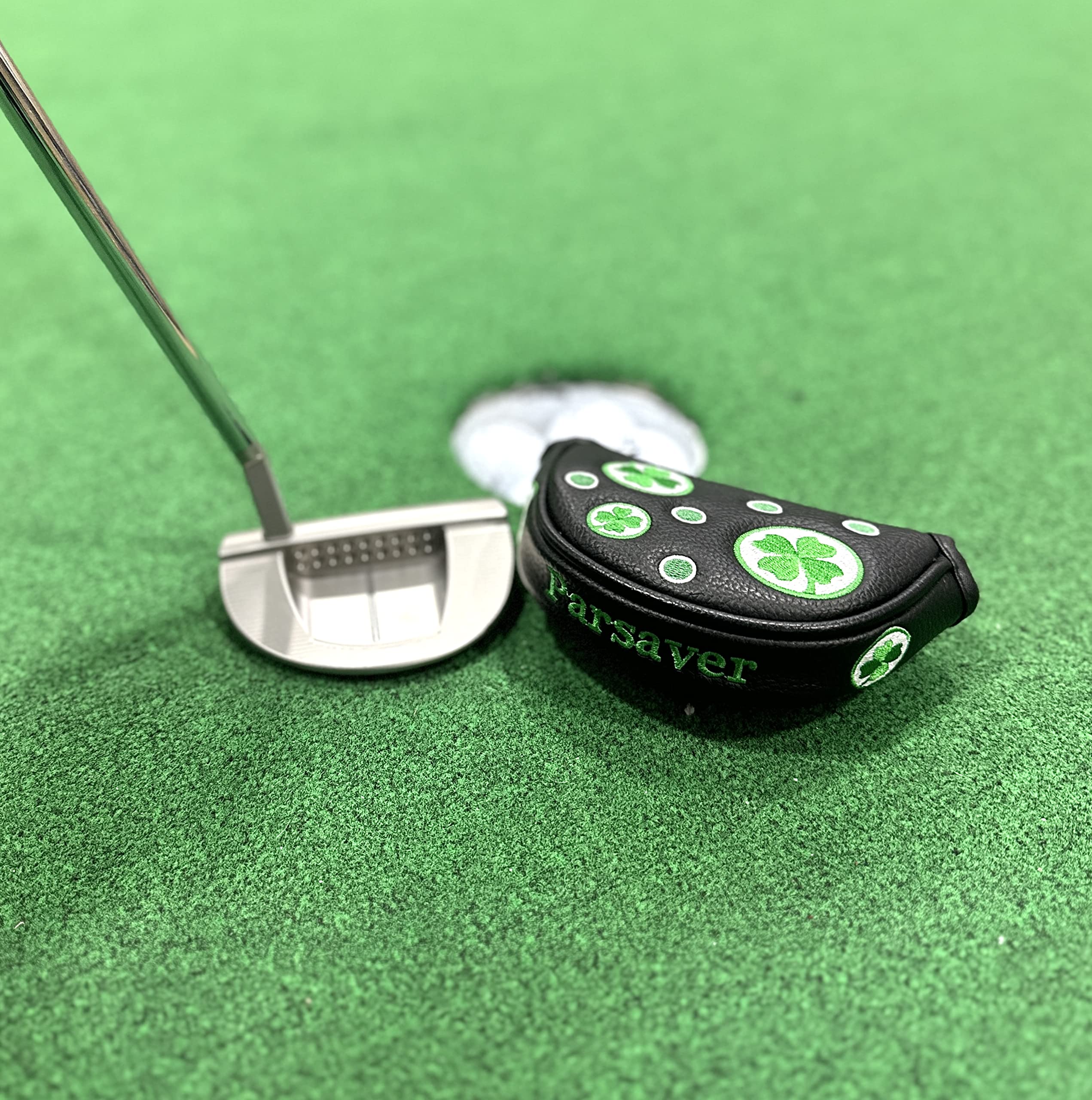 Half Mallet Putter Cover - Original Lucky Clover Putter Cover - Compatible with All Small Mini Mallet Putters - Odyssey, Scotty Cameron, Berttinardi, Taylormade, Titleist, Ping and Mizuno Putters.