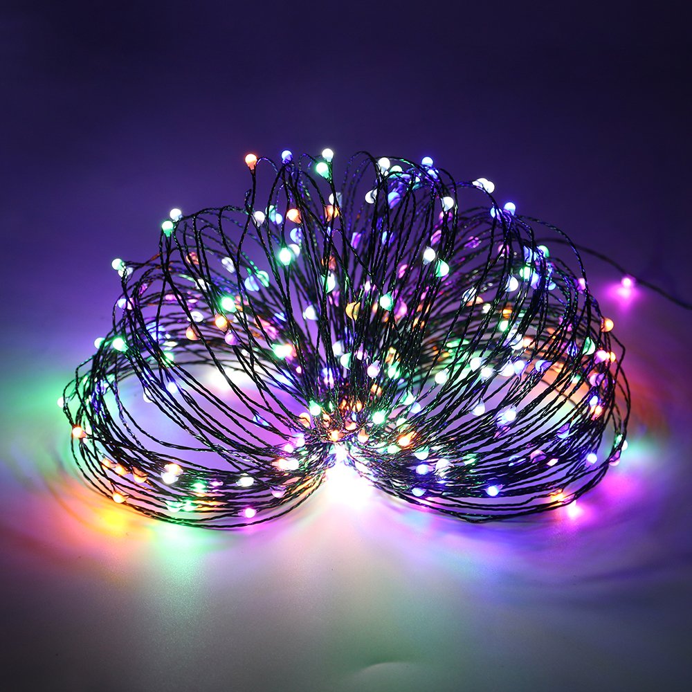 ErChen Dual-Color LED String Lights, Green Copper Wire Plug in 66 FT 200 LEDs Dimmable Fairy Lights with UL Adapter RF Remote Timer 8 Modes for Christmas Party Wedding (Green/Warm White)