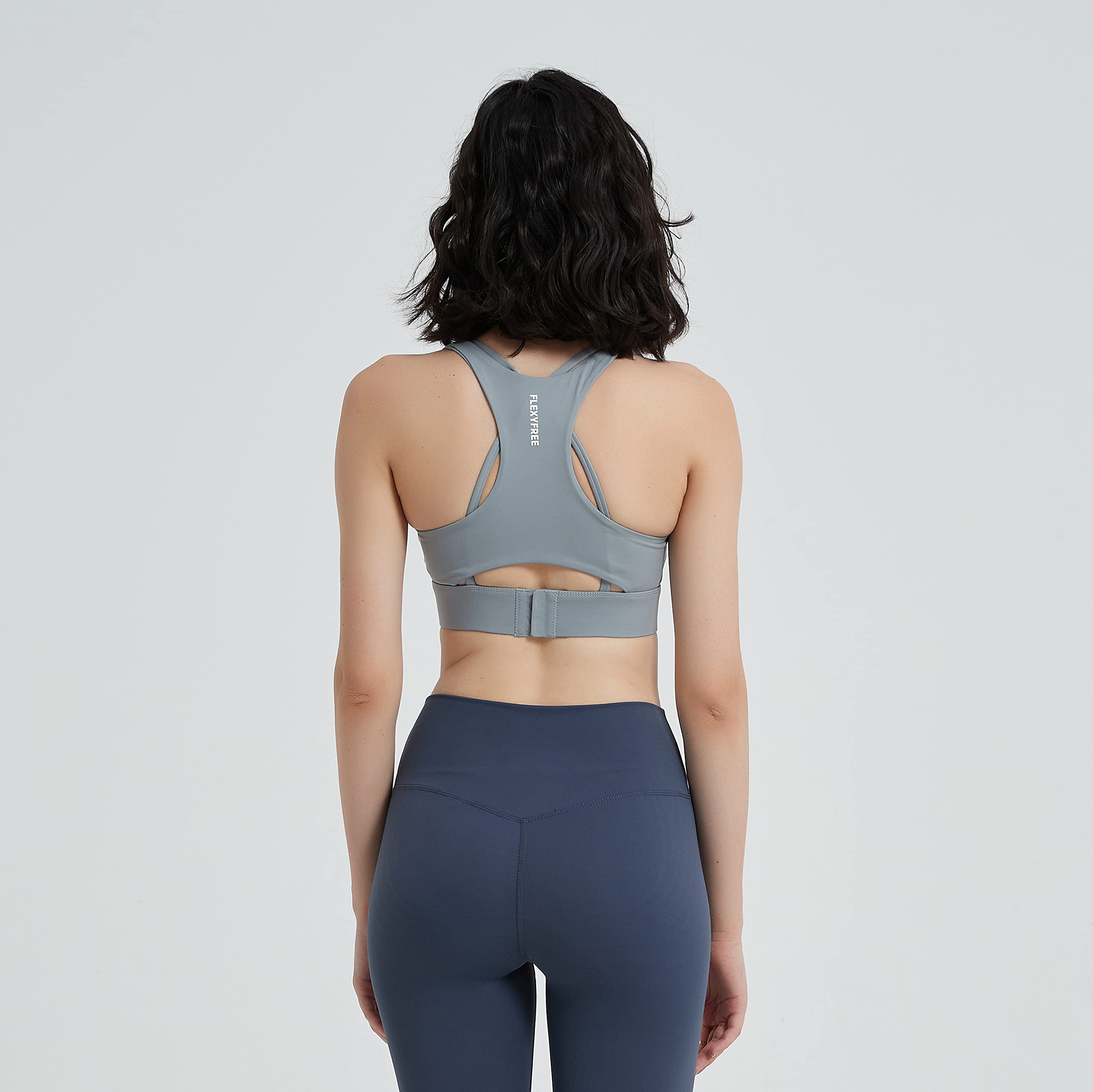 Flexyfree High Impact Sports Bra for Women, Full Coverage High Support Bra with Removable Pads and Adjustable Straps Black