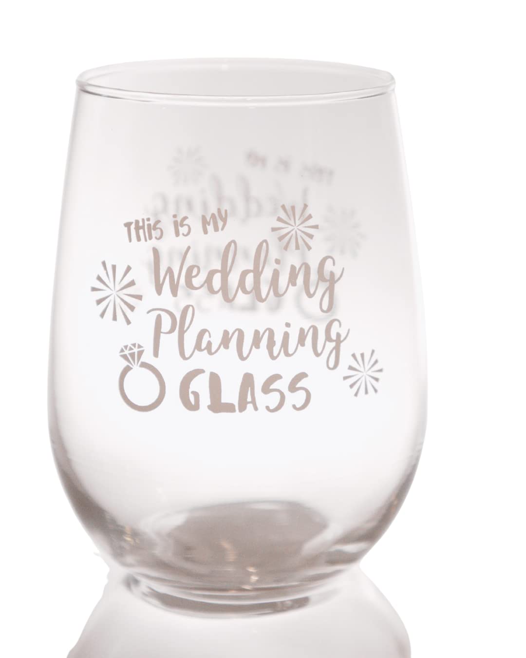 Greenbriar This Is My Wedding Planning Glass With Ring Stemless Wine Glass - Wedding Planner, Wedding Glass, Engaged Gift, Wedding Planning Gift, Bride Gift 17 oz. White