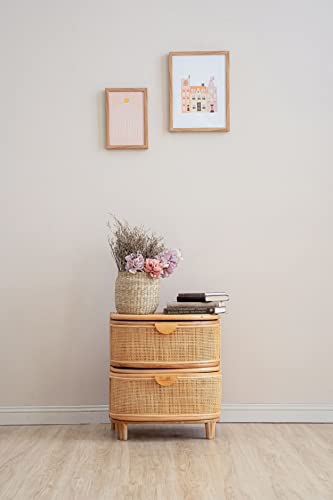 Handmade Bedside Table with Drawers, Night Stand, End Table, Baby Keepsake, Nursery Decor, Bohemian, Rattan Seagrass