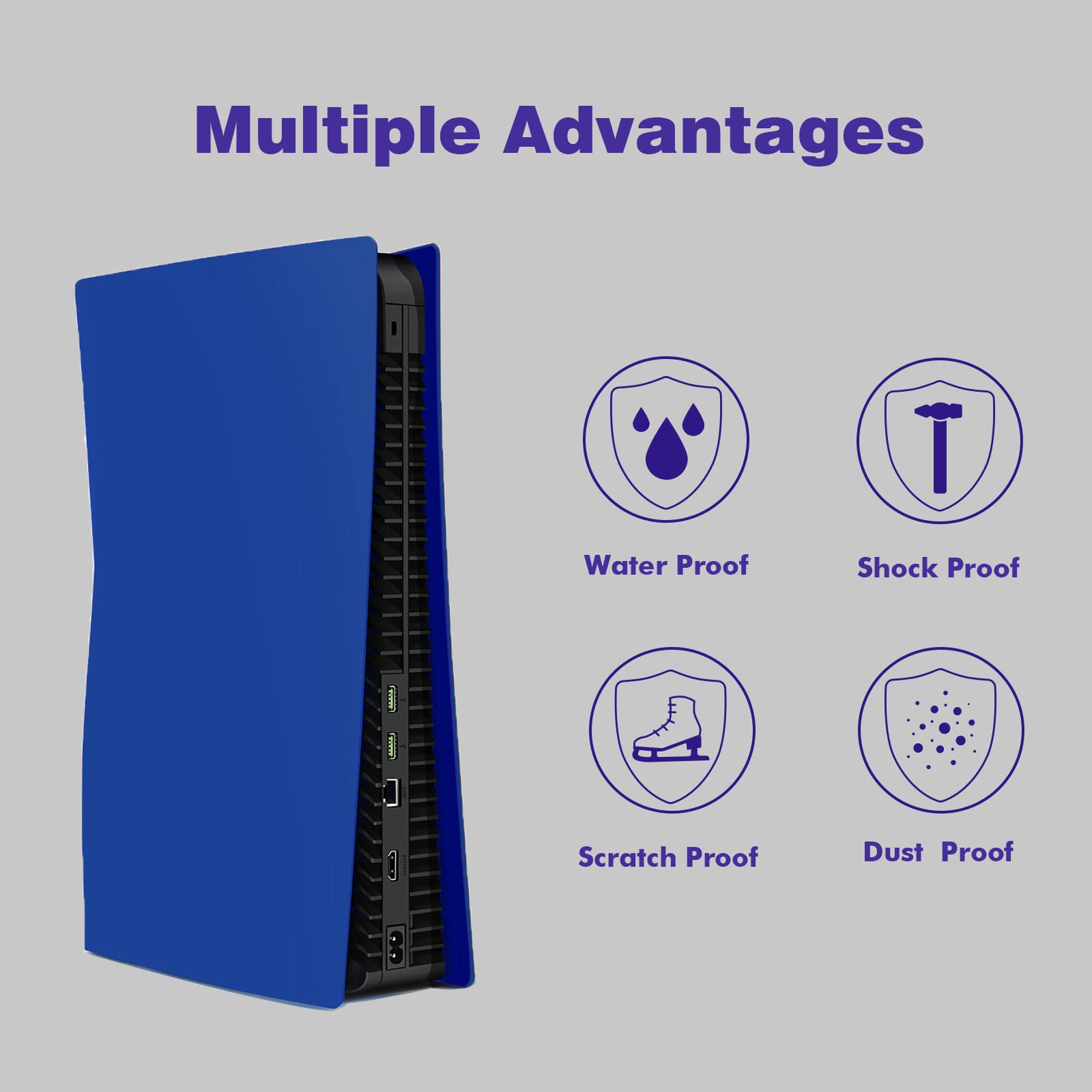Faceplates Compatible with PS5 Console, PS5 Face Plates Dust Cover Console Skins,ABS Anti-Scratch Dustproof Cover Replacement Shell Plates,Disc Edition (Blue)