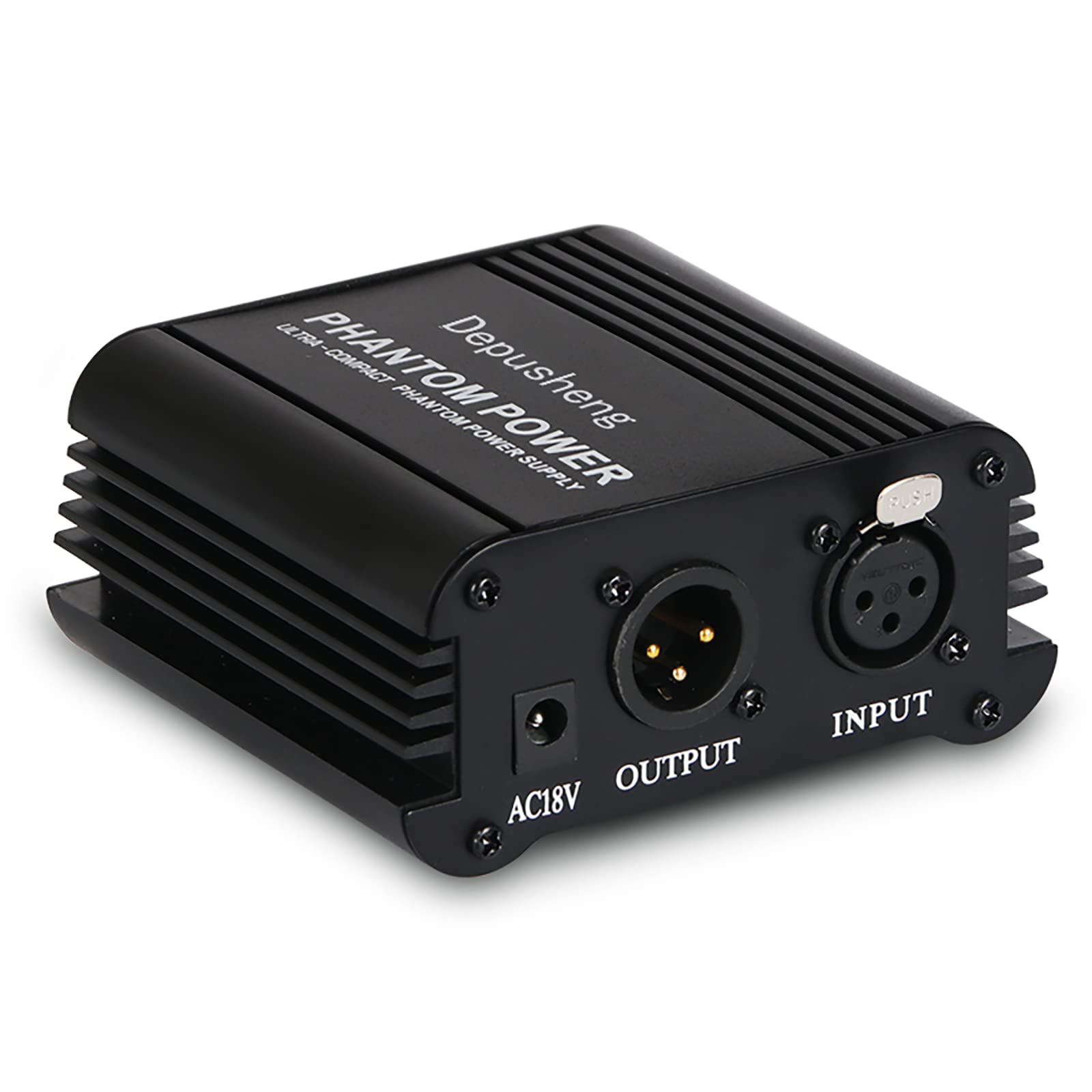 Depusheng USB 1- Channel 48V Phantom Power Supply w/Adapter XLR Audio Cable for Condenser Micro Microphone Music Equipment