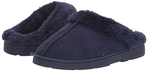 MUK LUKS Women's Polysuede Clog Slipper, Royal Blue, Large