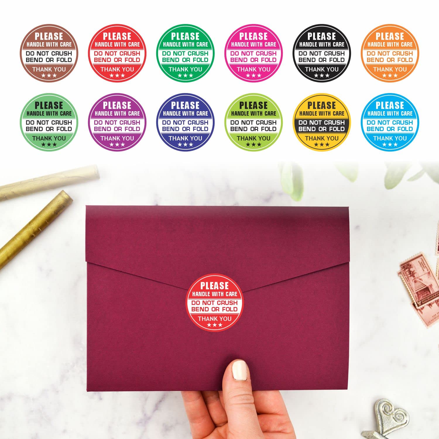Handmade with Love Stickers - (Pack of 300) 2" Large in Sheets Essential Small Business Labels for Packaging Gift Envelopes Seals Boxes - Multi Color