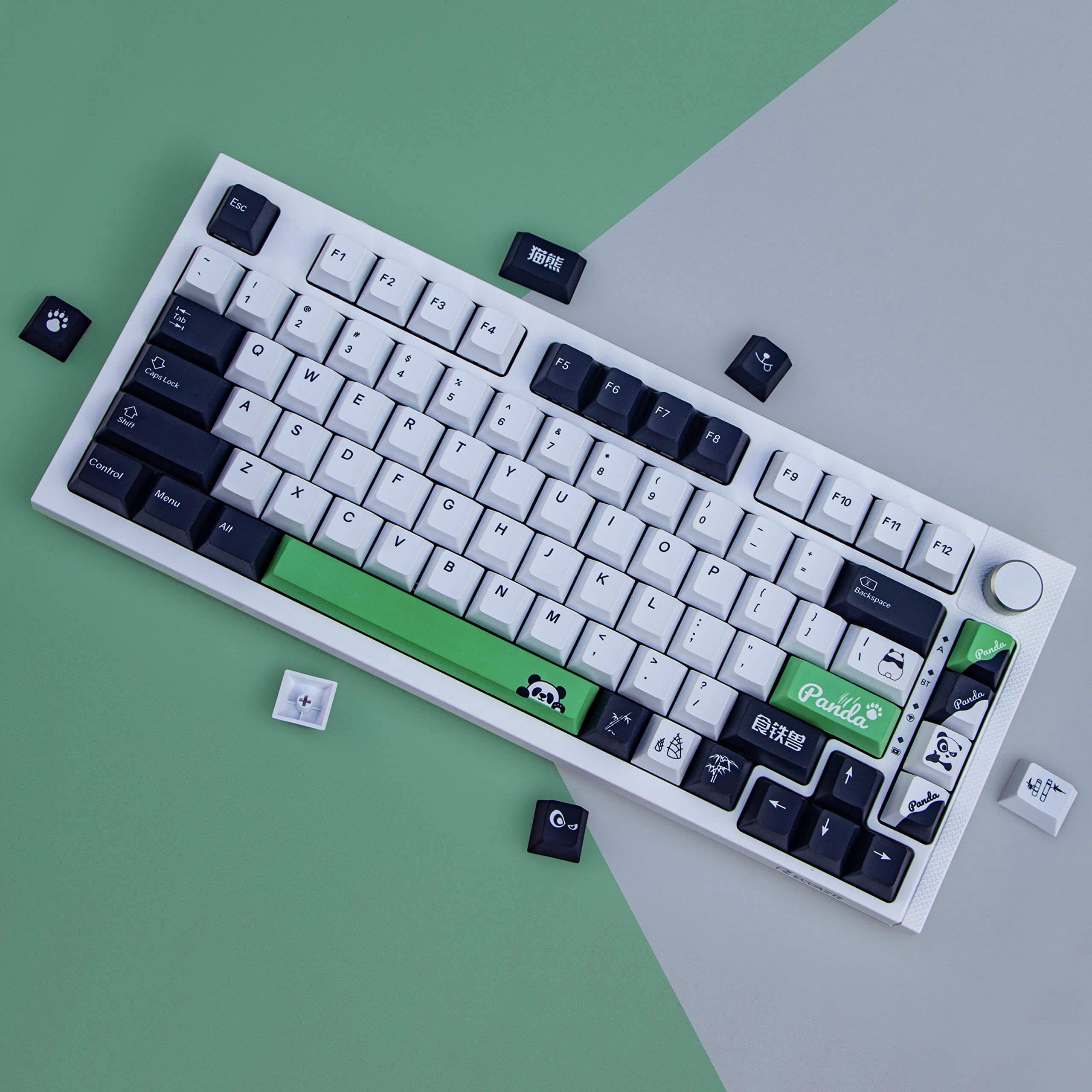 LWMIDOUZ PBT Keycaps,130 Keys Dye-Sublimation Cherry Profile keycap Custom Keycaps for 61/64/68/75/87/96/98/104/108 Mechanical Gaming Keyboard Green