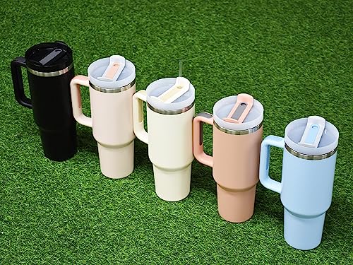 PureElement 40 oz Adventure Quencher Tumbler H2.0 with Handle and Straw | New Easy Grip | Double Wall Stainless Steel Insulated Design | Resistant and Durable | Dupe Mug Cup (Chambray)