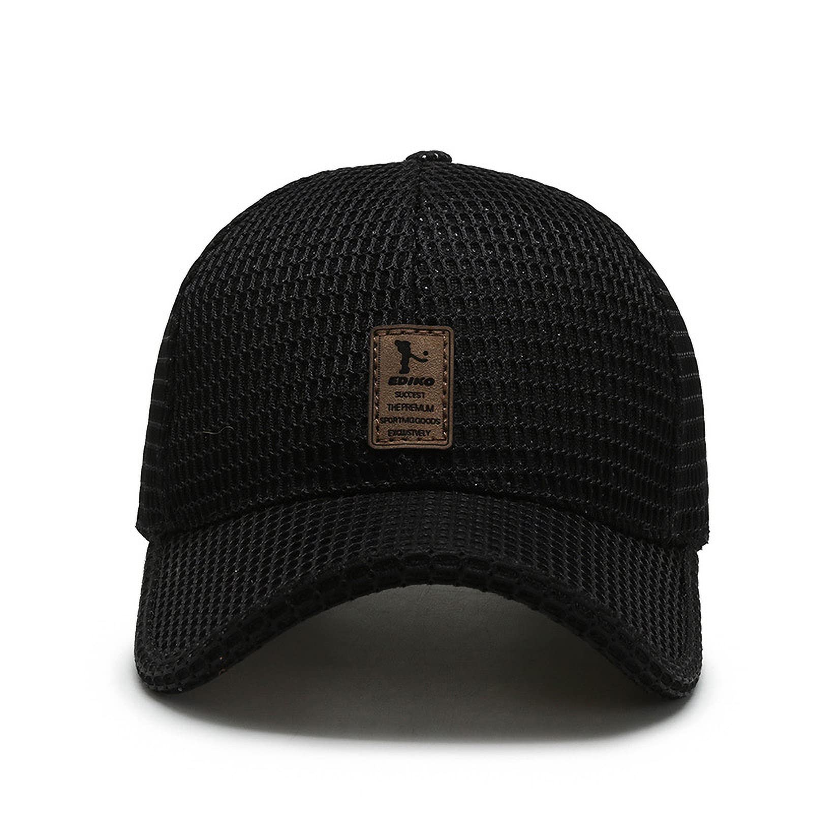 HeyBox Summer Mesh Cap Baseball Cap Sports Decoration Men and Women Baseball Cap Trucker Cap (Black-02)